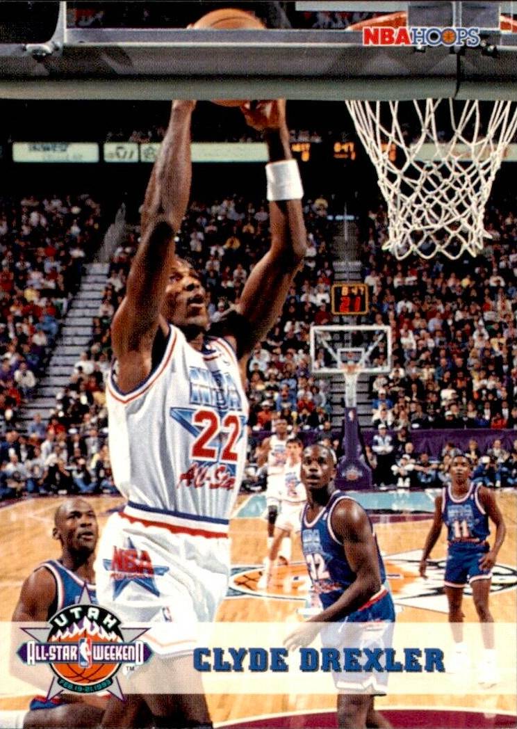 93-94 Hoops Clyde Drexler All-Star Jordan shadow card - Michael Jordan Cards