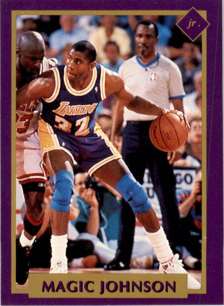 91 Tuff Stuff Jr NBA Finals Magic Johnson #17 Jordan shadow card ...
