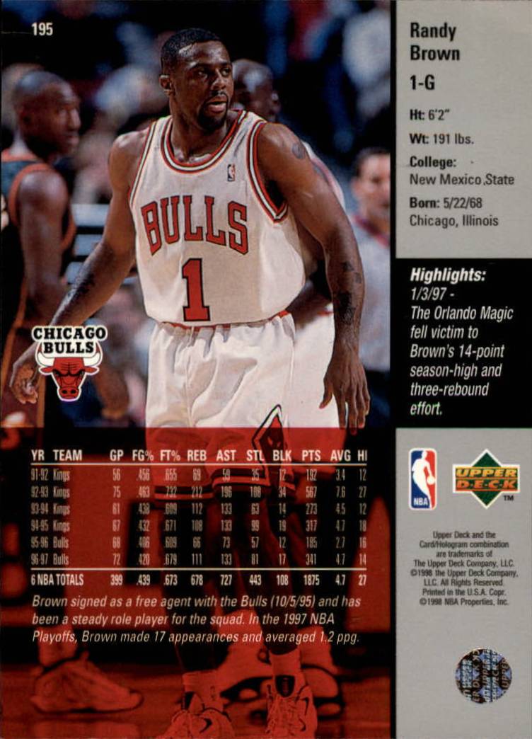97-98 Upper Deck Randy Brown Jordan shadow card - Michael Jordan Cards
