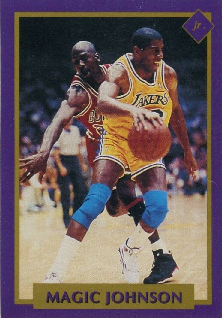 91 Tuff Stuff Jr NBA Finals Magic Johnson #18 Jordan shadow card ...